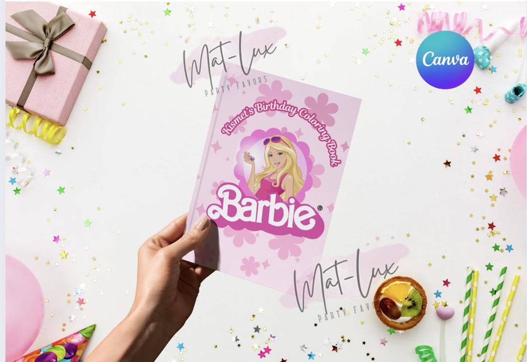 Editable Barbie Birthday Mini Coloring Book, Barbie Coloring Book ...