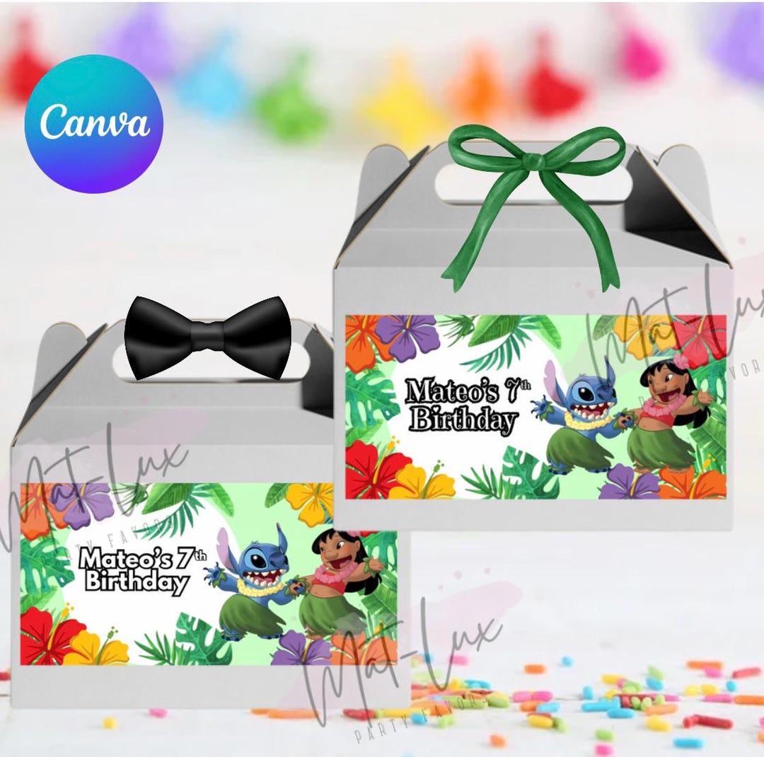 Lilo and Stitch Gable Box Labels Template. Lilo and Stitch Favor Treat ...