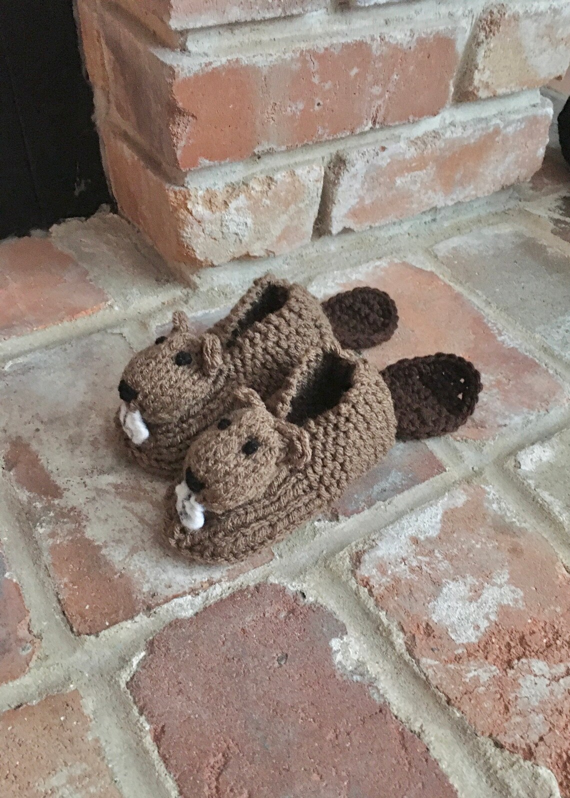 Beaver Slippers Beaver Animal Slippers - Children's Knitted Slippers ...