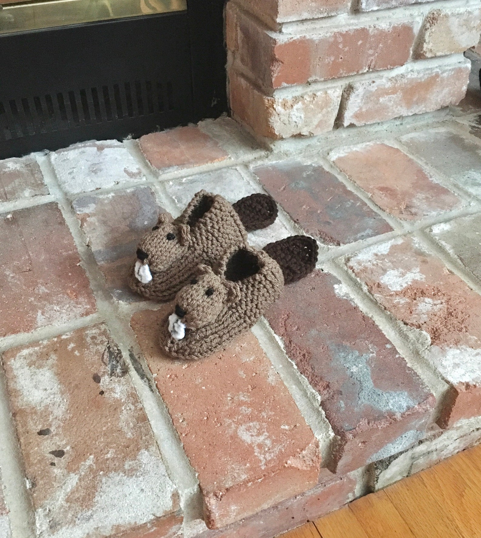 Beaver Slippers Beaver Animal Slippers - Children's Knitted Slippers ...