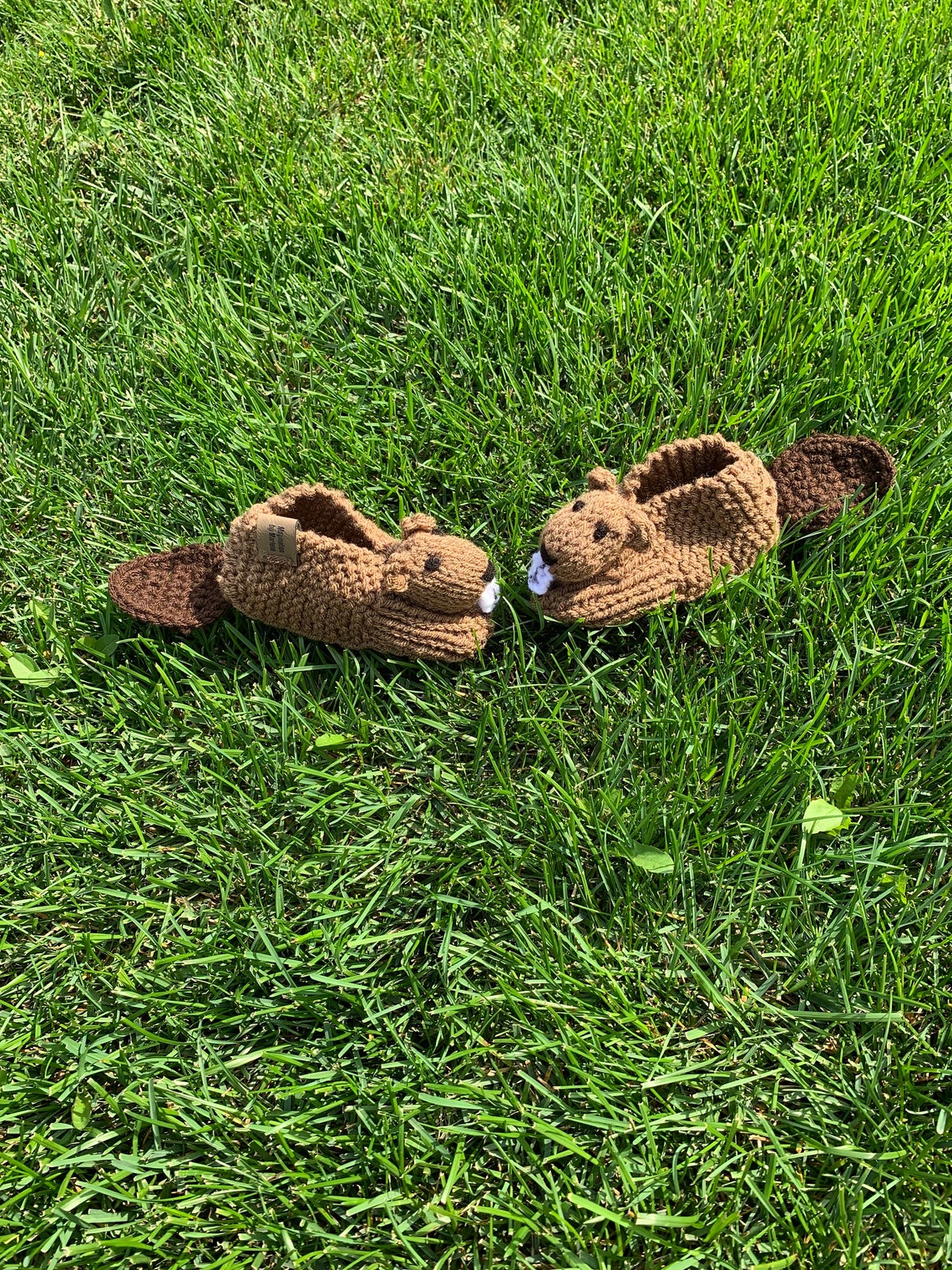 Beaver Slippers Beaver Animal Slippers - Children's Knitted Slippers ...