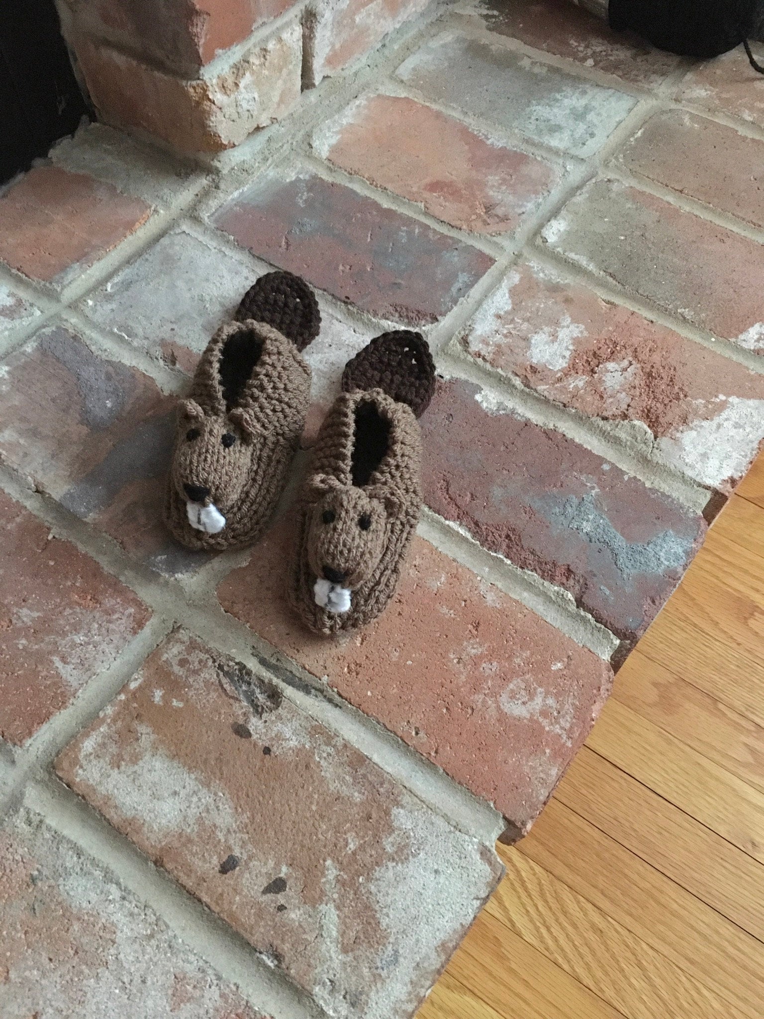 Beaver Slippers Beaver Animal Slippers - Children's Knitted Slippers ...