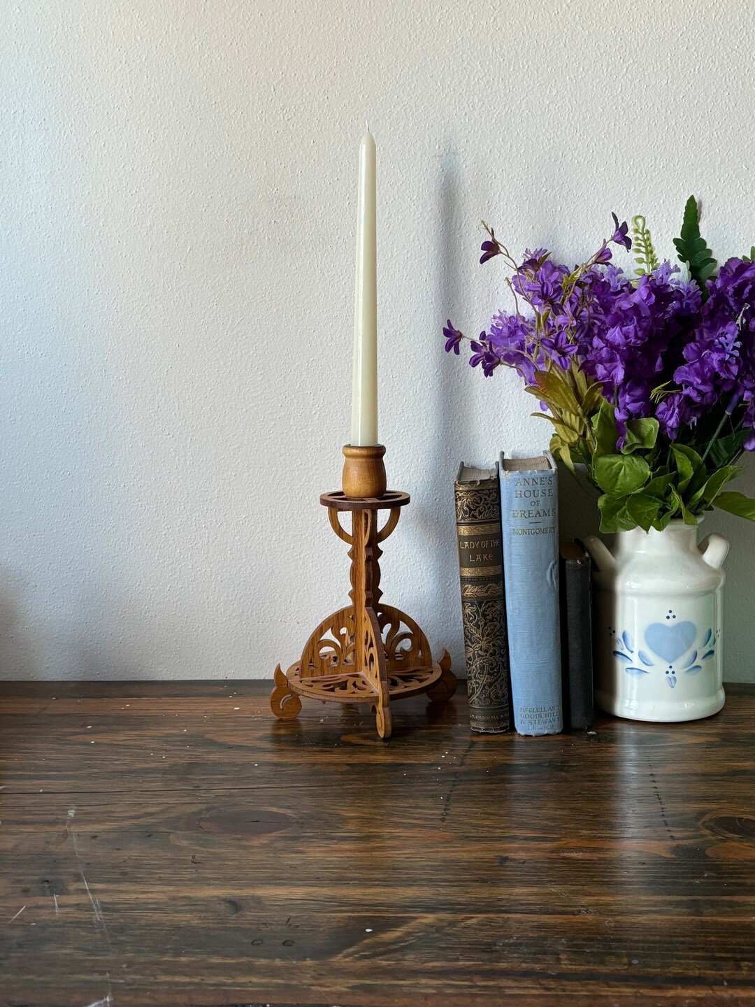 Vintage Scroll Cut Candlestick Holder - Etsy