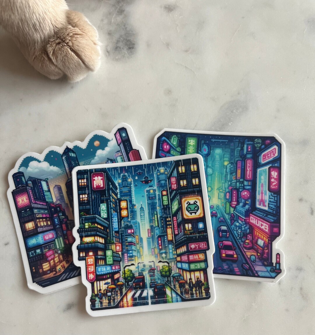 Pixel Cityscape Sticker Bundle - Etsy