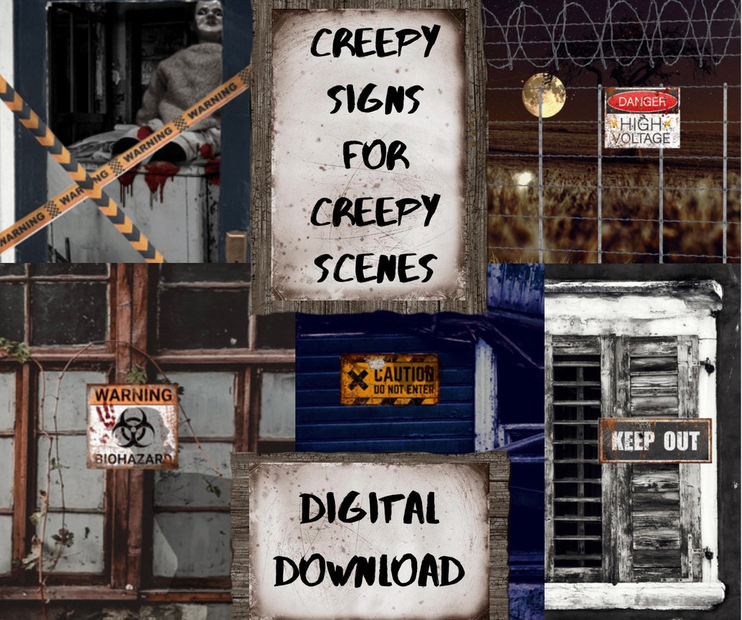 Dollhouse Miniature Digital Download Halloween Horror Creepy Signs ...
