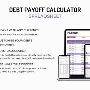 Debt Payoff Calculator: Google Sheets Template (digital Download) - Etsy