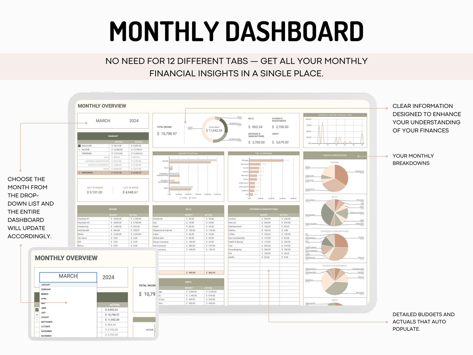 Annual Budget Spreadsheet: Google Sheets Financial Planner (digital ...
