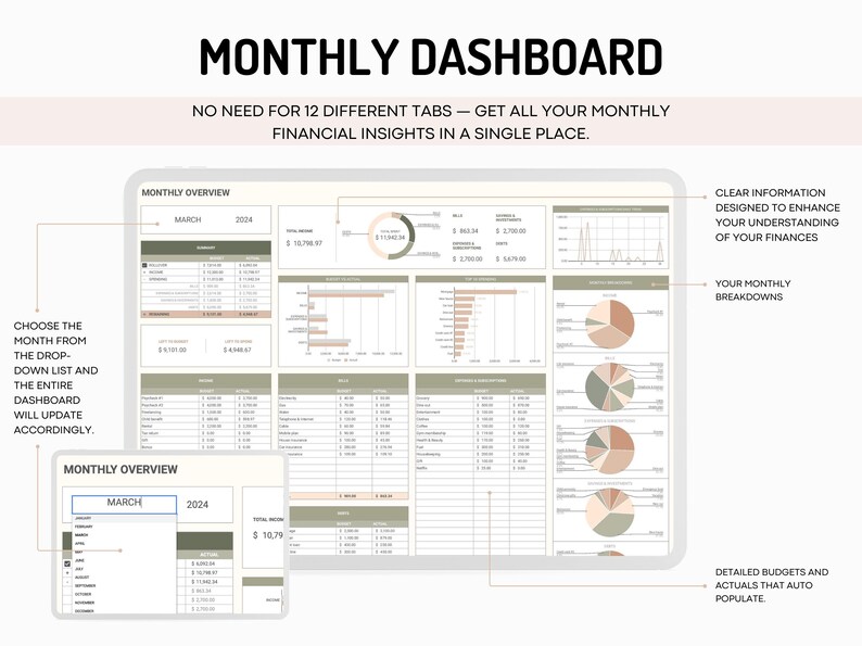 Annual Budget Spreadsheet: Google Sheets Financial Planner (digital ...