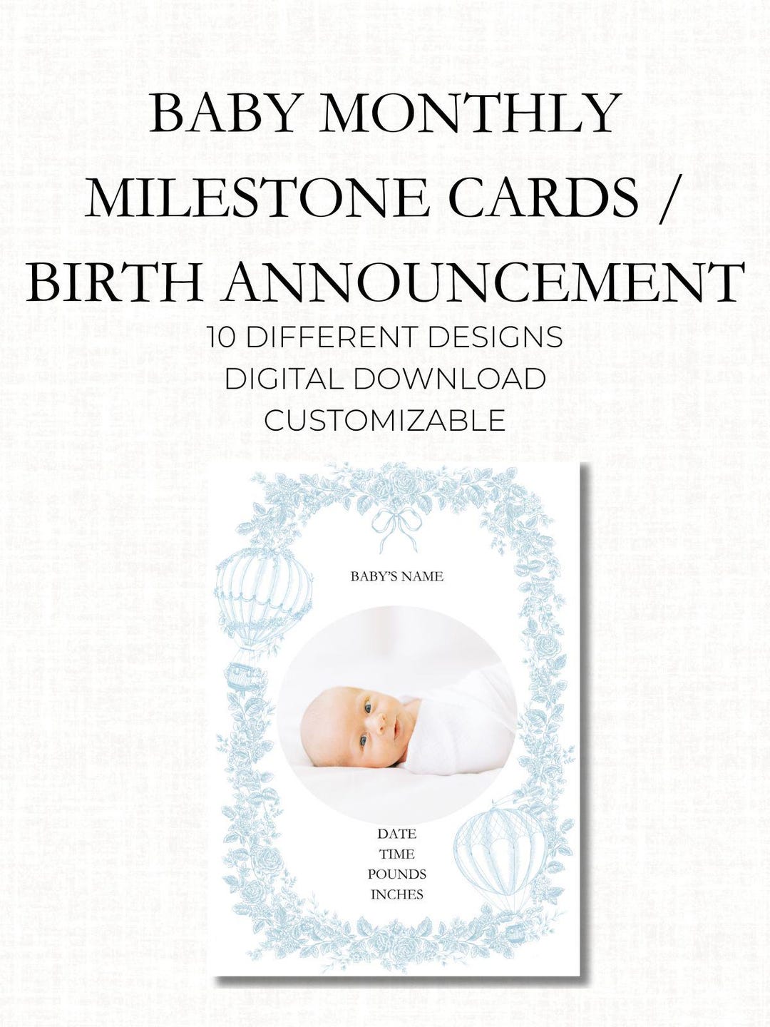 Editable Baby Milestone Cards | Digital Download | Printable Monthly ...