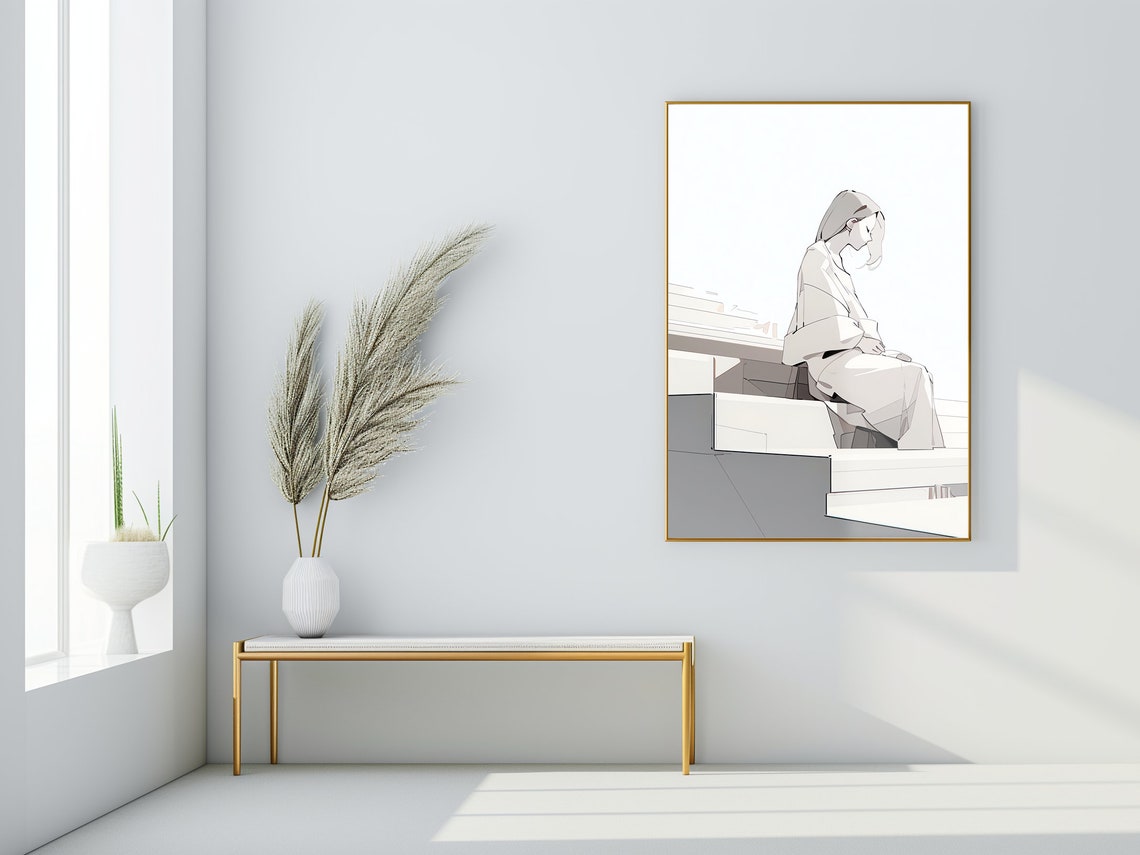 Manga-style Stairs Poster Arknights Inspired Illustration Serene Art ...