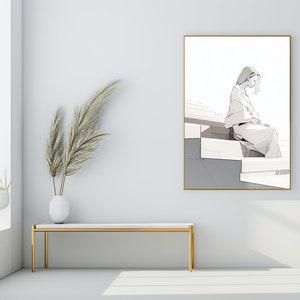 Manga-style Stairs Poster Arknights Inspired Illustration Serene Art ...