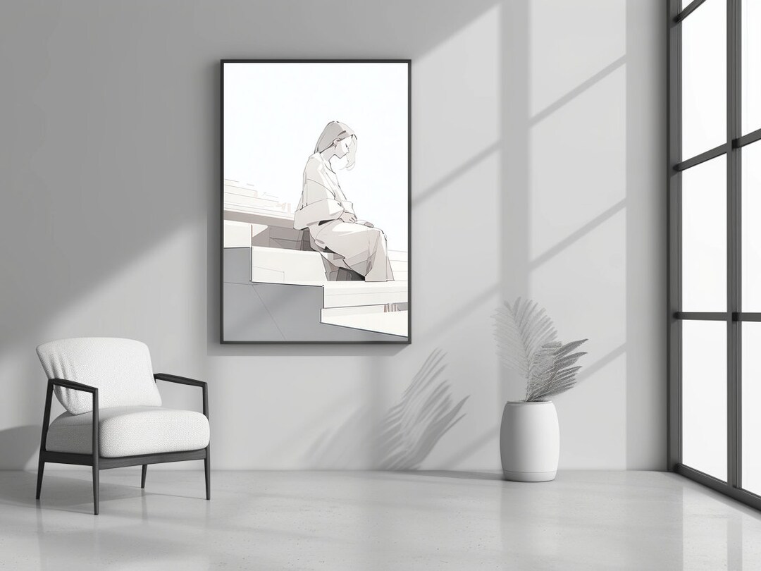 Manga-style Stairs Poster Arknights Inspired Illustration Serene Art ...