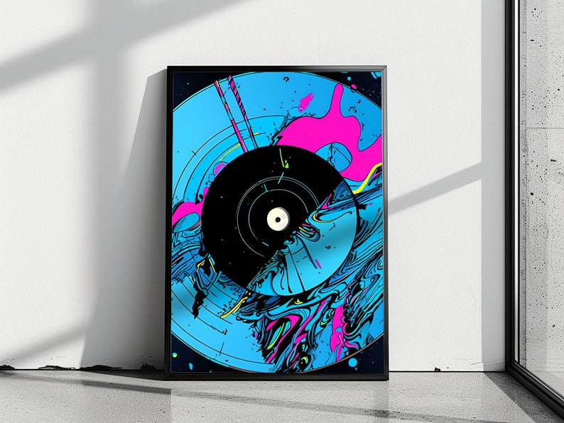 Funk Art Music Retro Poster Silk Screen Spinning Records Vinyl Design ...