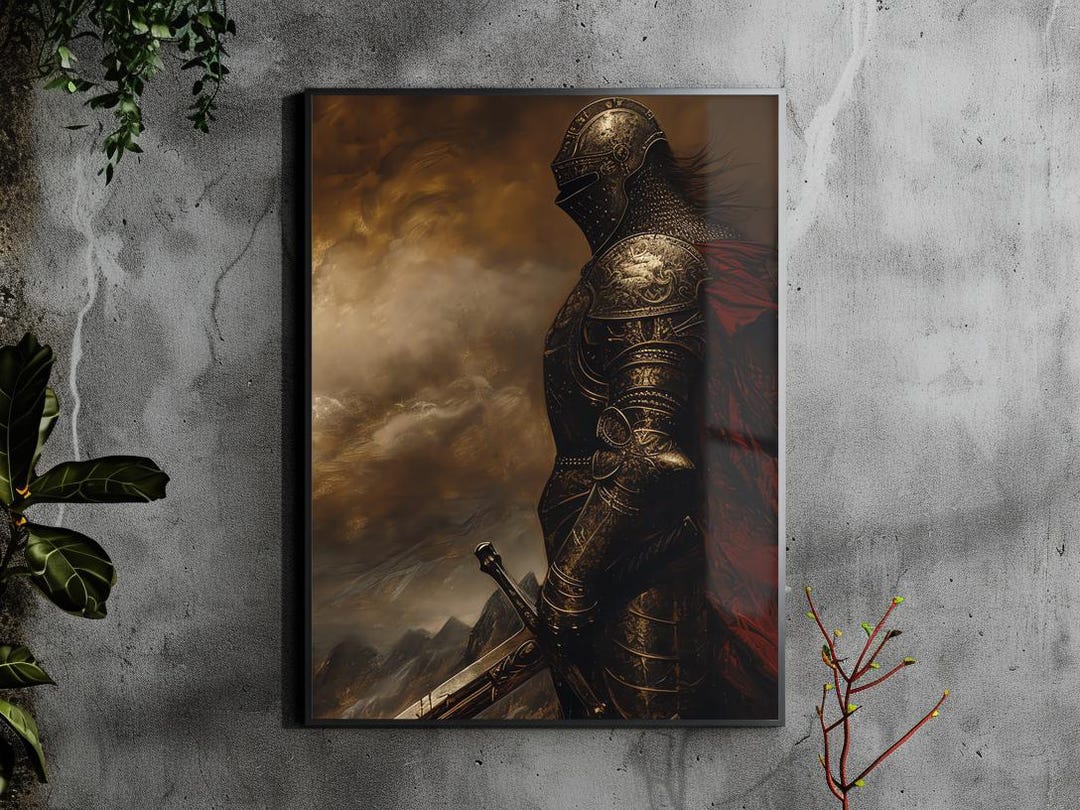 Medieval Knight Fantasy Poster Detailed Heroic Art Matte Painting Wall ...
