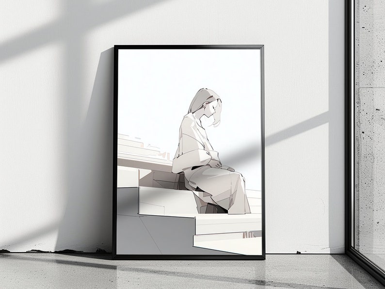Manga-style Stairs Poster Arknights Inspired Illustration Serene Art ...