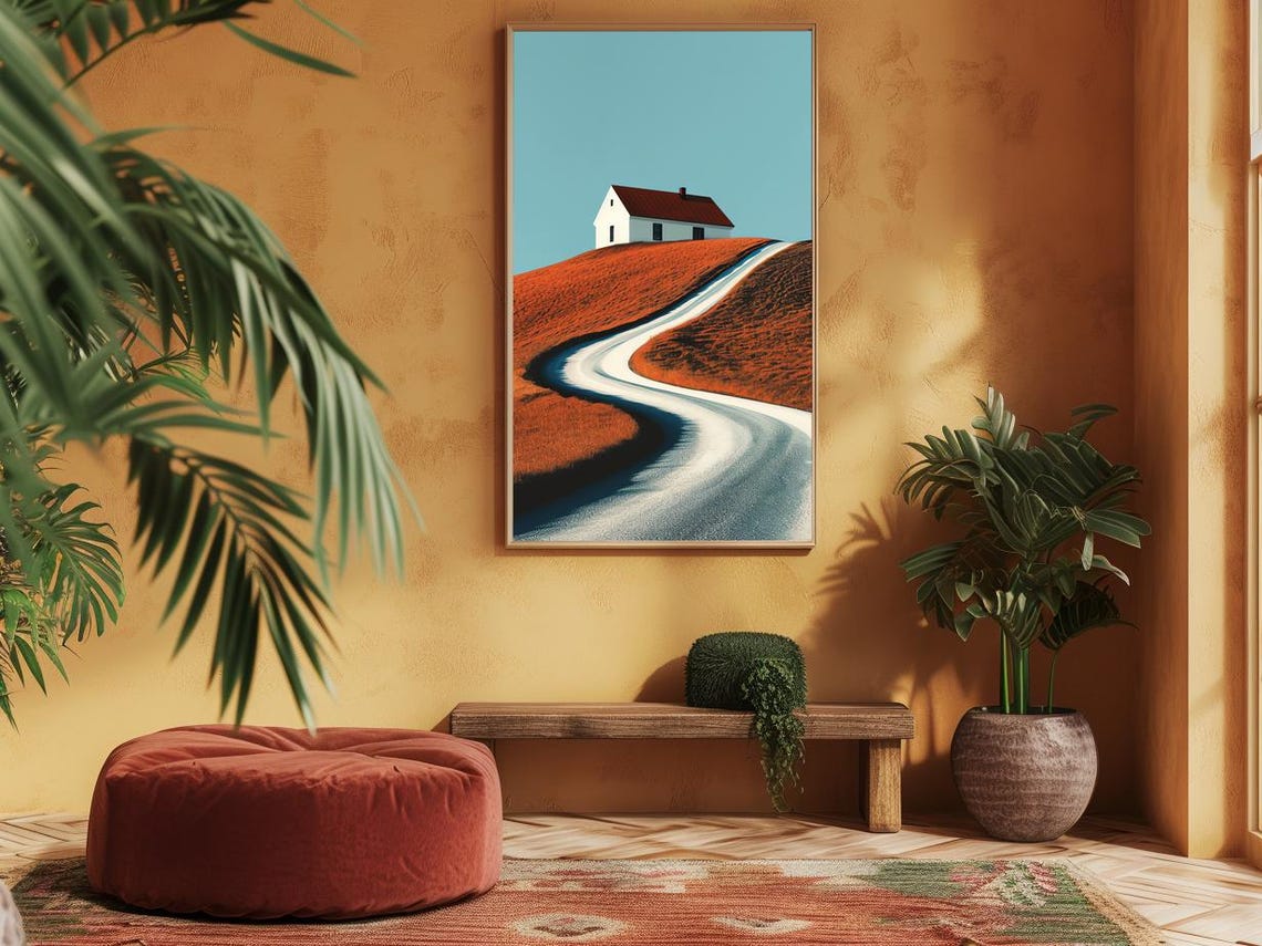 Ultrafine Detailed Hilltop House Poster Precisionism Art Charming ...