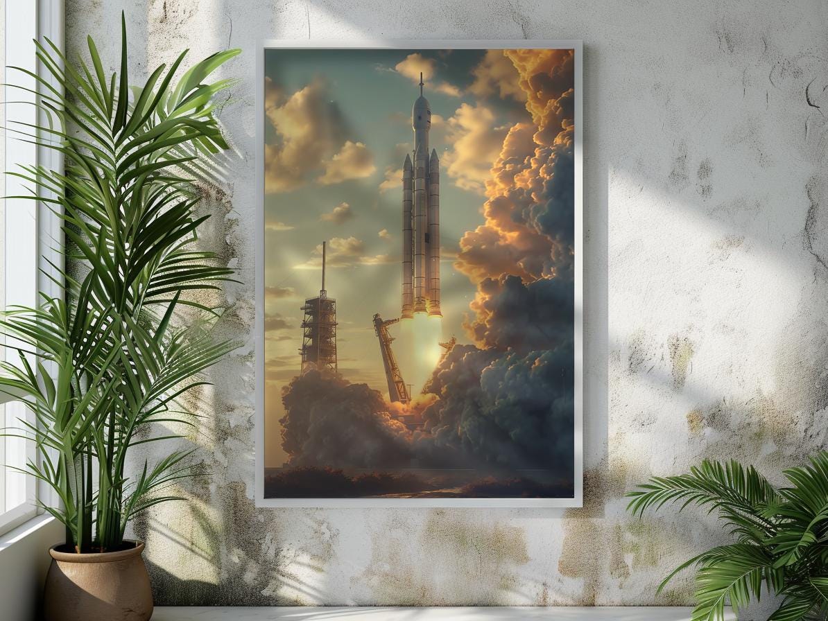 Space Shuttle Launch Poster Matte Painting Trending Unsplash Art Spacex ...