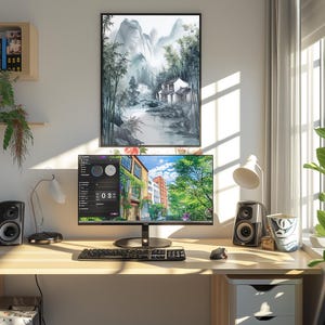 Lush Green Forest River Matte Painting Chinese Style Fantasy Art Forest ...