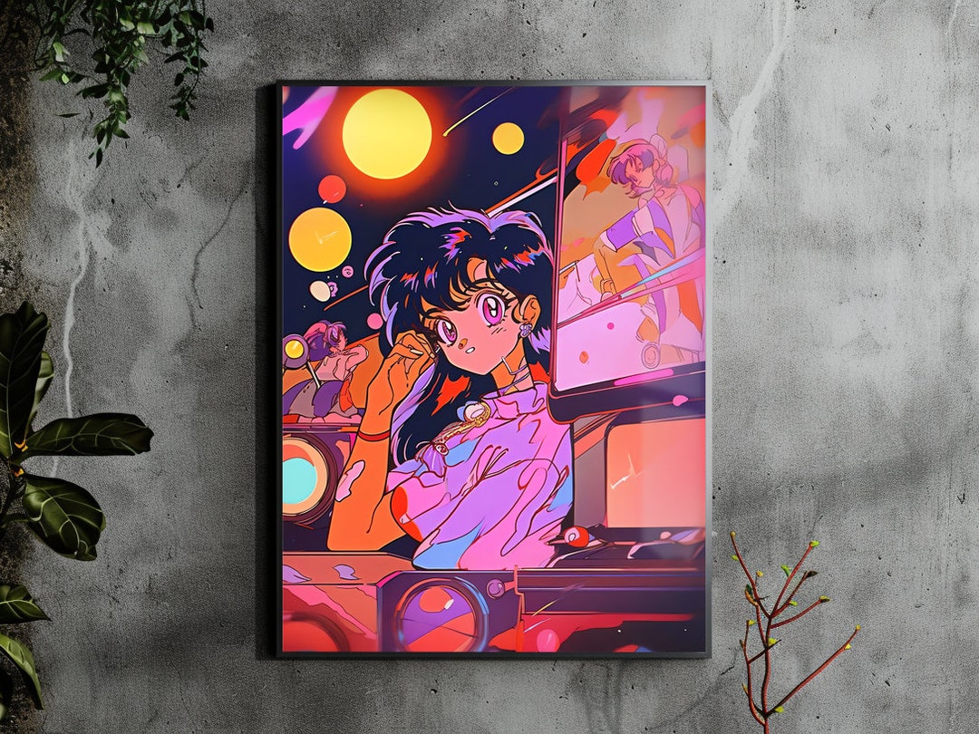 Cyberpunk Anime Poster Retrofuturism TV Art Inspired by Classic Moon ...