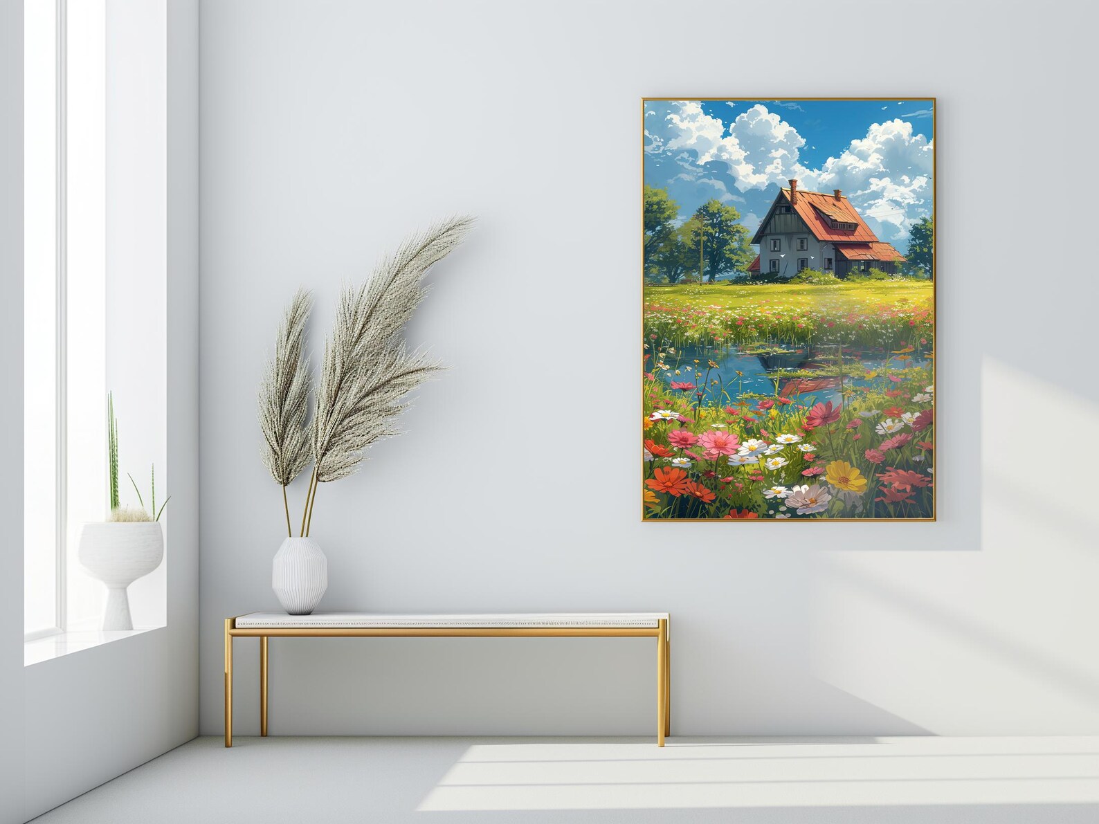 Vibrant Floral Field Cottage Artwork Detailed Matte Painting Overgrown ...