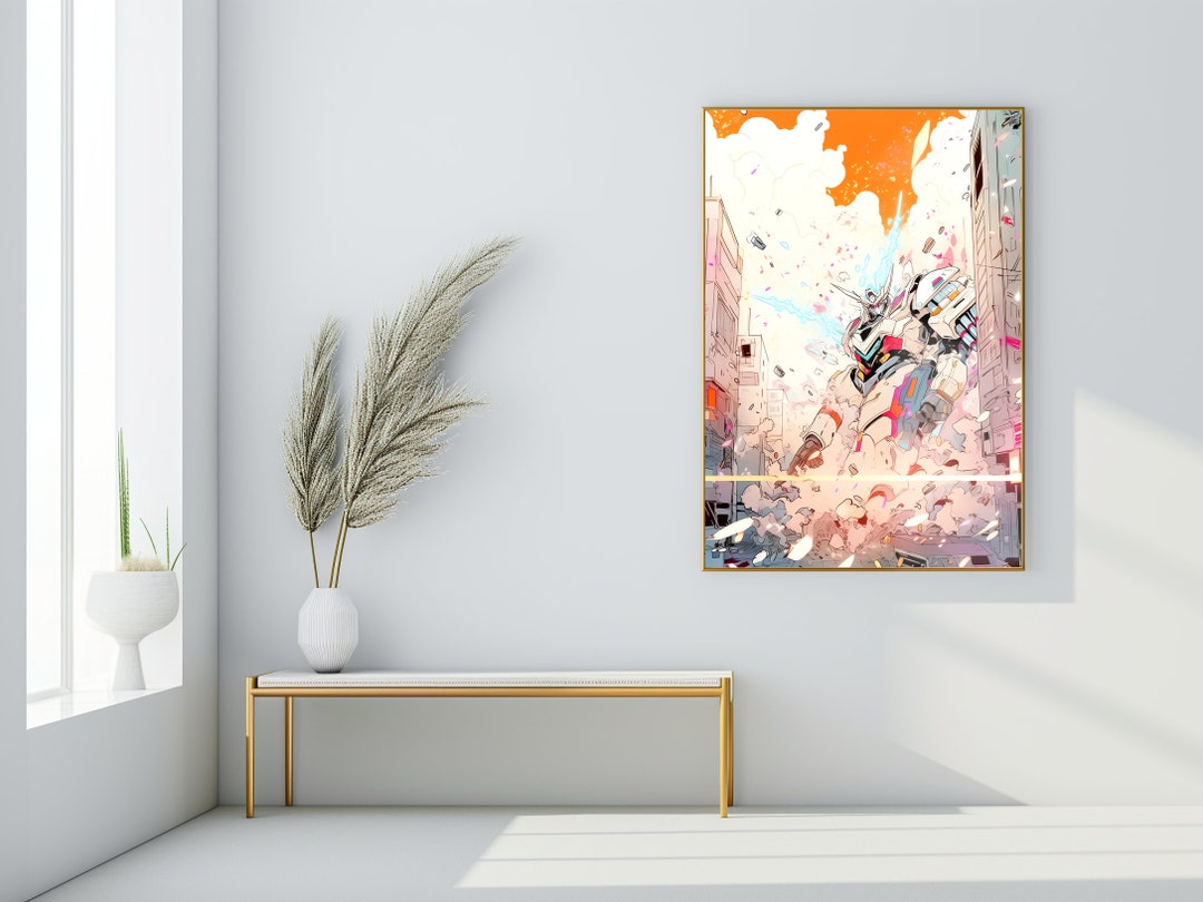 Large Robot Flight City Skyline Comic Book Panel Print Auto Destructive ...