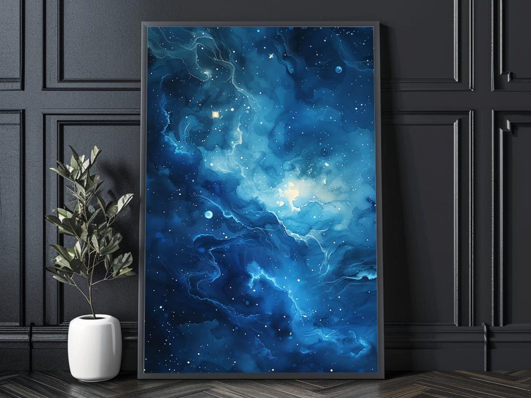 Starry Night Sky Space Nebula Background Cosmic Art Poster Galaxy Art ...