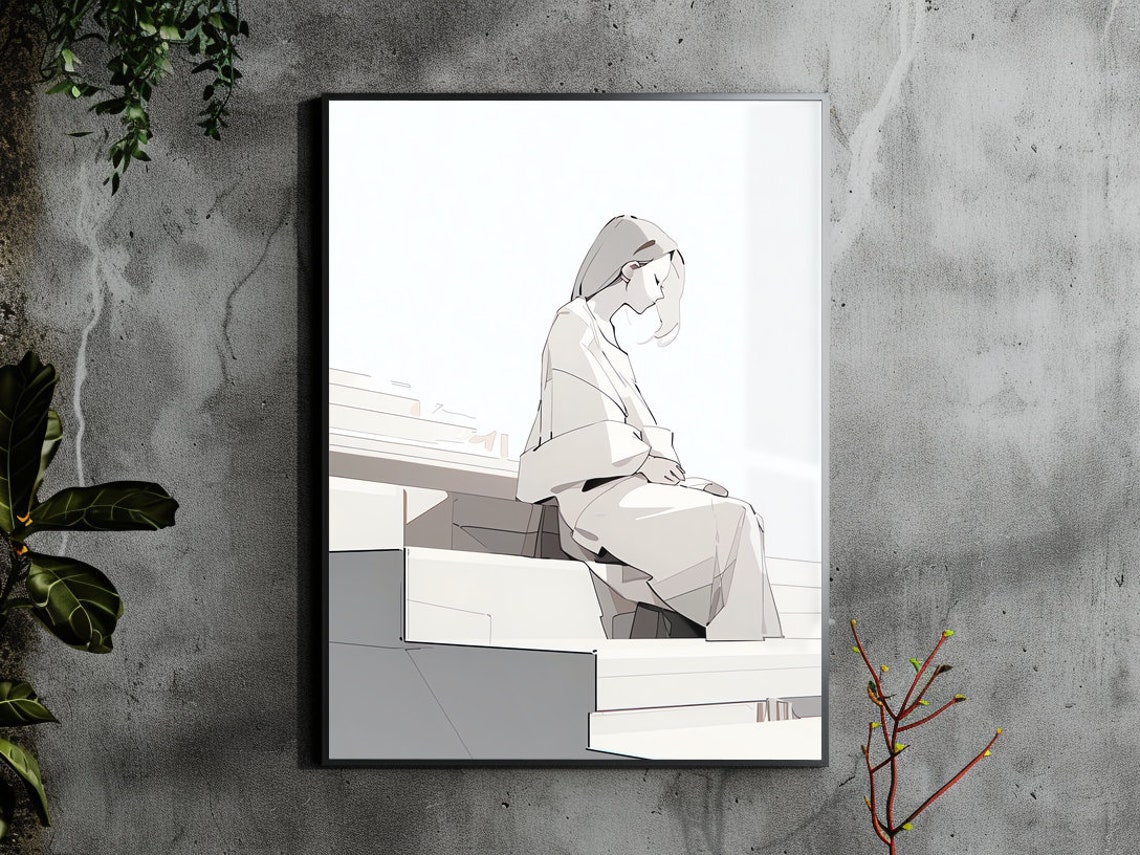 Manga-style Stairs Poster Arknights Inspired Illustration Serene Art ...