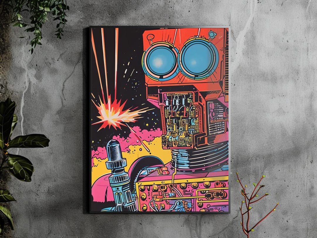 Retro Futurism Robot Art Poster Vintage 80s Sci-fi Inspiration Trending ...