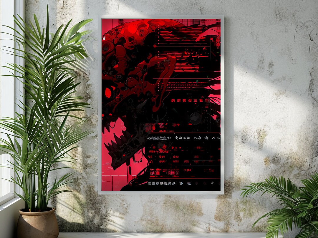 Cyberpunk Art Red Background Poster Mixed Styles Art Tokyo Ghoul ...