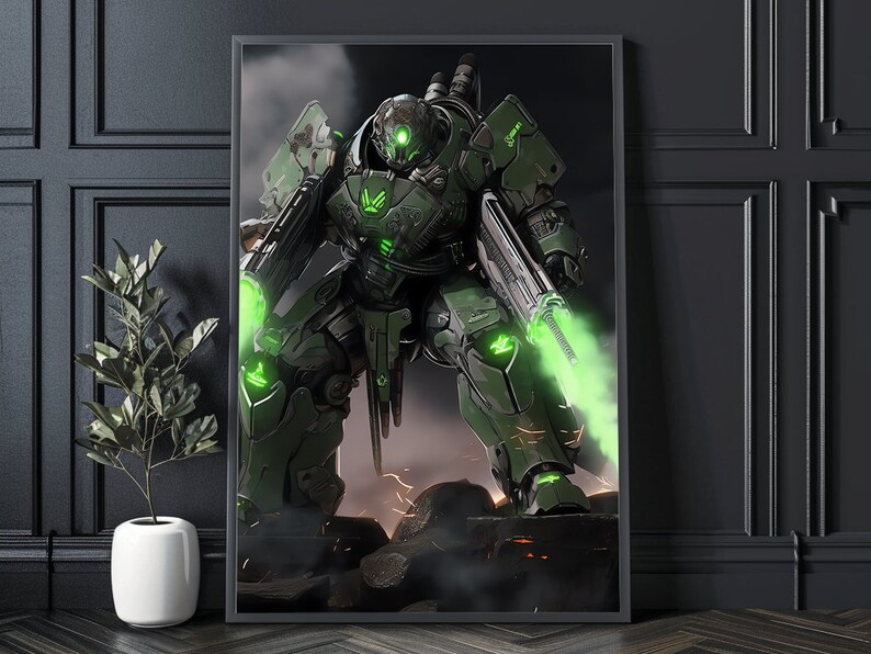 Halo Infinite Robot Concept Metallic Green Armor Art Poster HAP ...