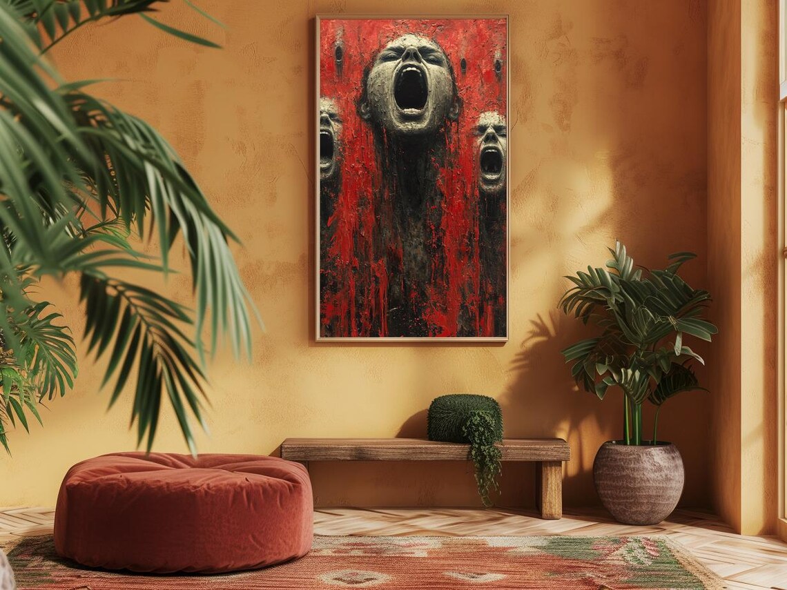 Screaming Faces Artwork Oil Painting Neo-expressionism Dystopian Art ...