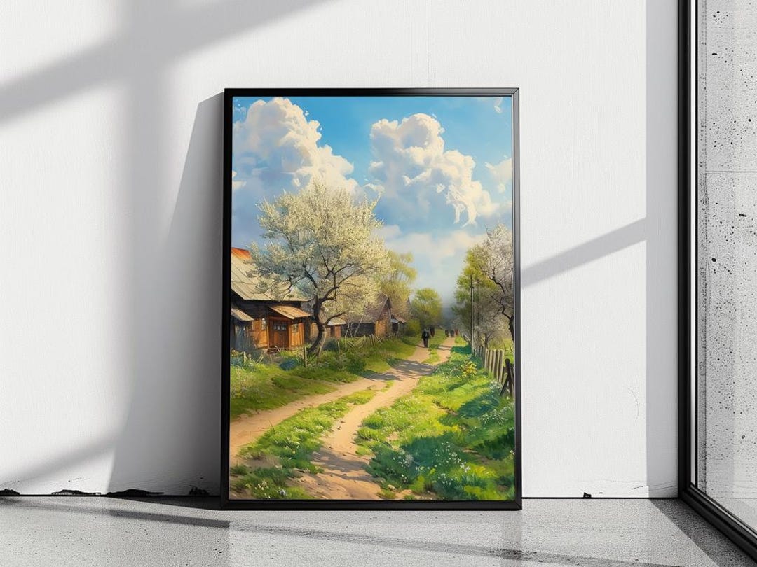 Rustic Farm Trail Matte Poster Magic Realism Russian Village Scenery ...