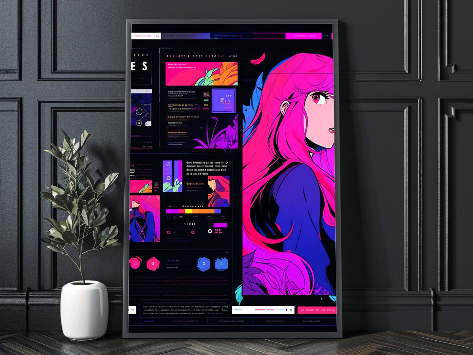 Pink Haired Girl Synchromism Art Poster Trending Art Award Winning ...