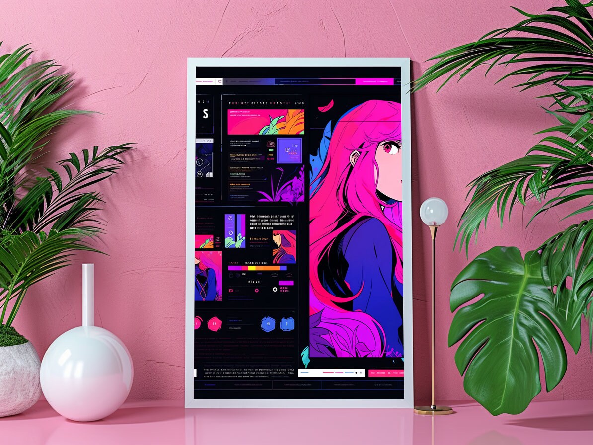 Pink Haired Girl Synchromism Art Poster Trending Art Award Winning ...