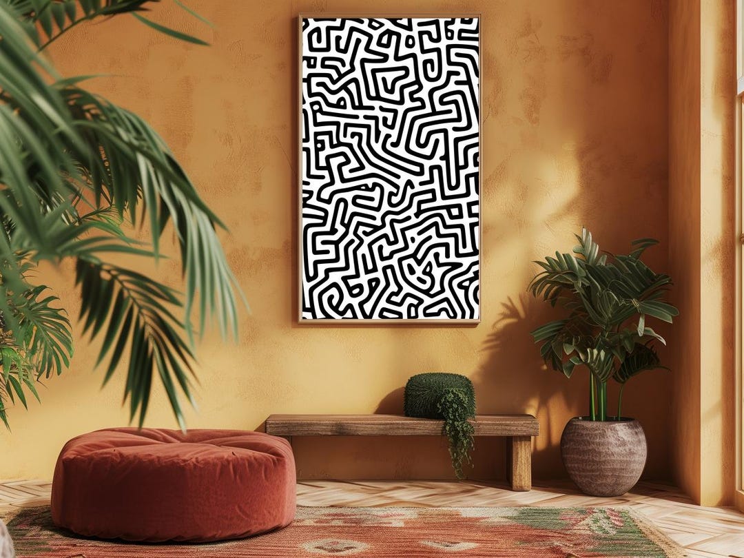 Generative Line Art Maze Poster Inspired by Iconic Styles Polycount ...