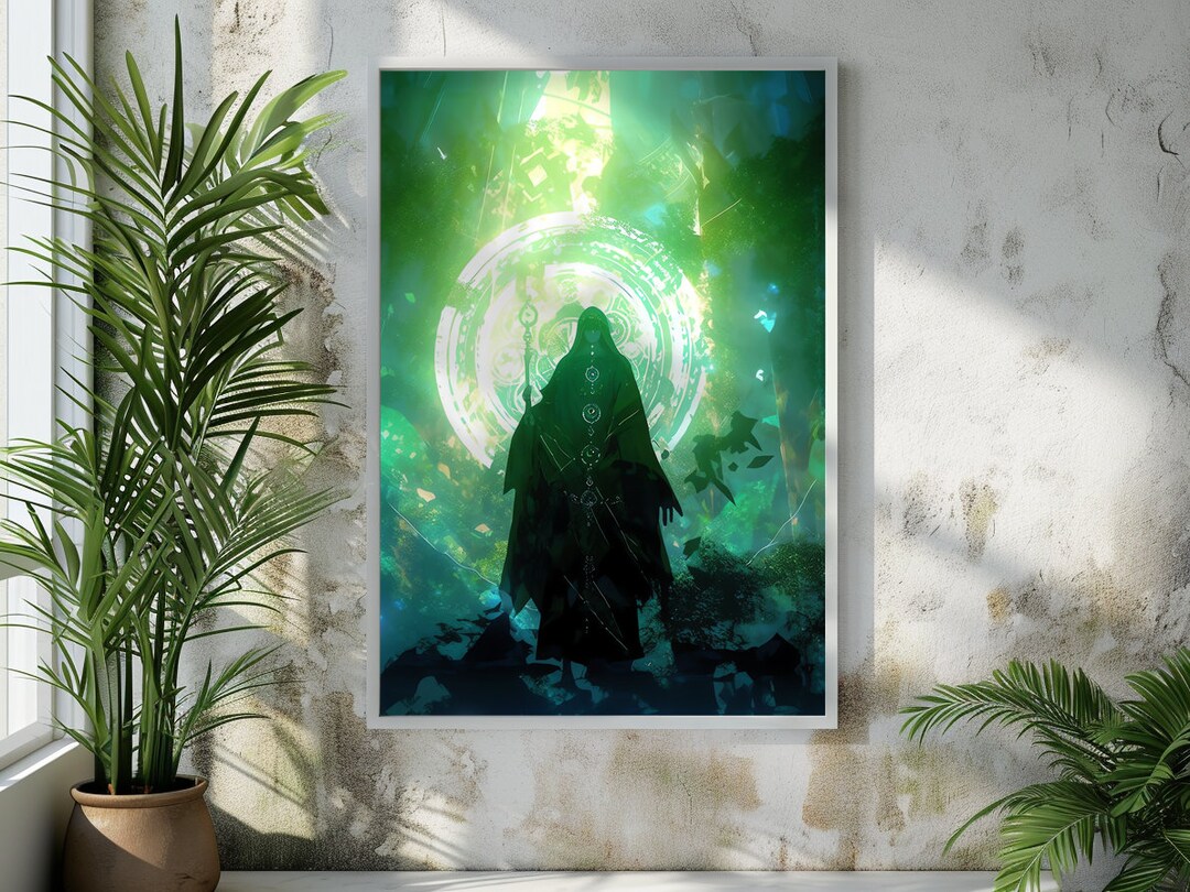 Archmage Fantasy Art Green Cloak Poster Circular Object Concept LITRPG ...
