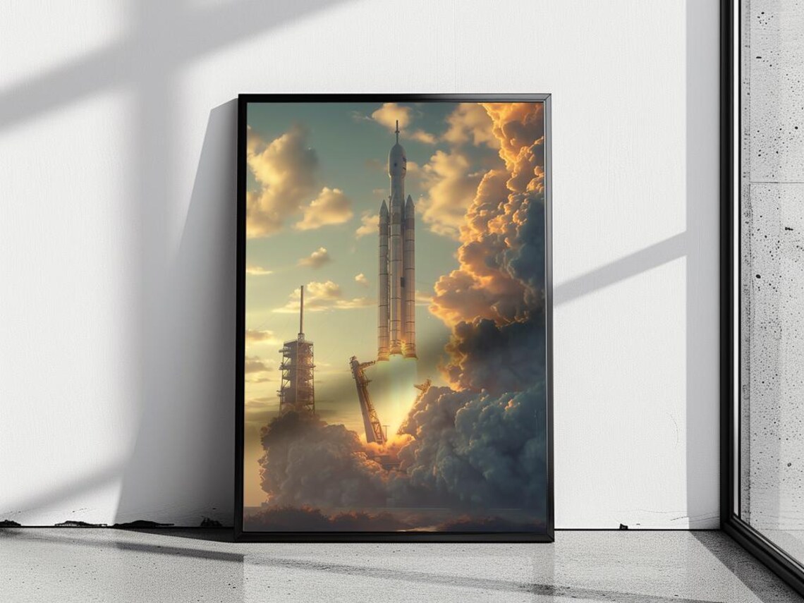 Space Shuttle Launch Poster Matte Painting Trending Unsplash Art Spacex ...