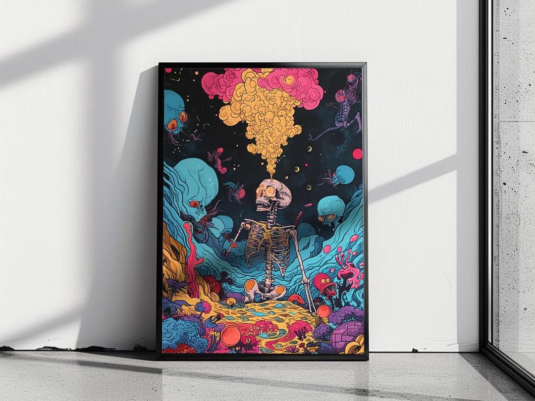 Psychedelic Skeleton Field Art Detailed Painting Inspired by DMT Ego of ...