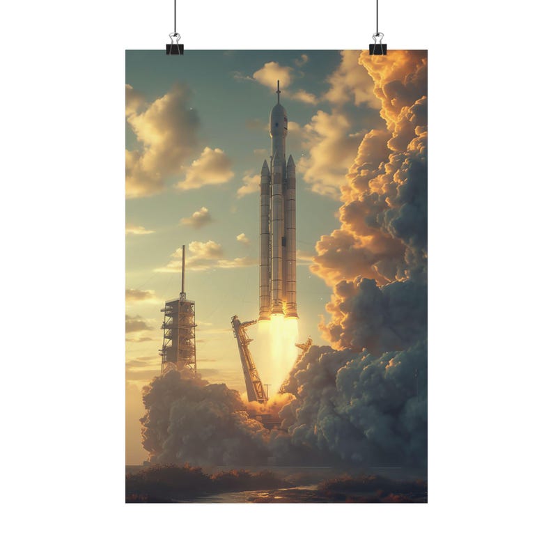Space Shuttle Launch Poster Matte Painting Trending Unsplash Art Spacex ...