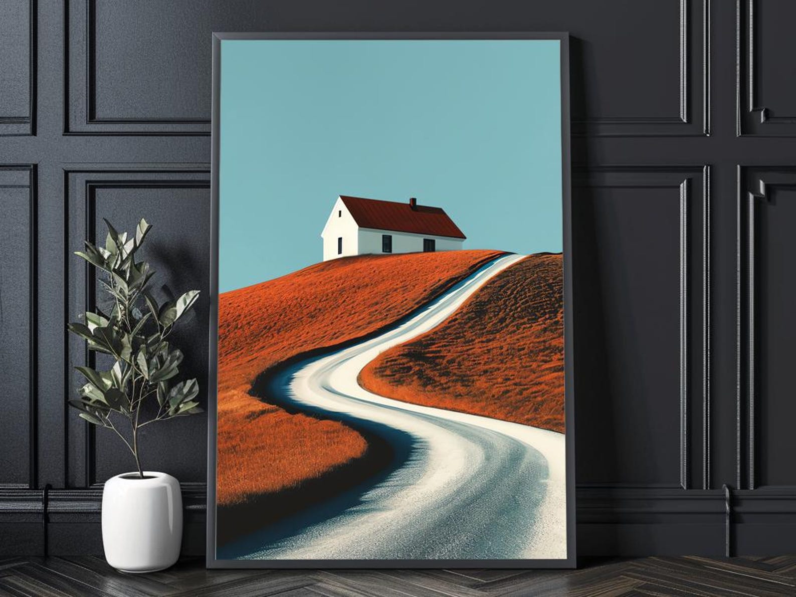 Ultrafine Detailed Hilltop House Poster Precisionism Art Charming ...