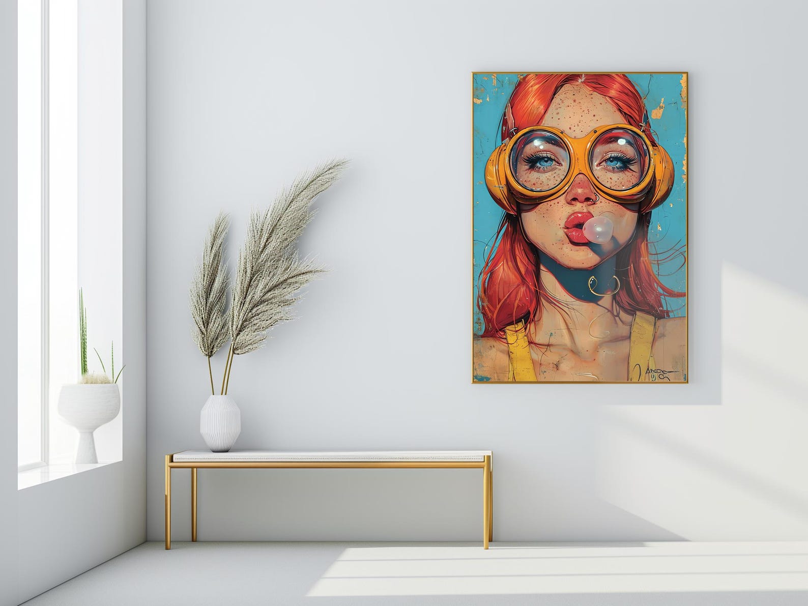 Pop Art Painting Woman Blowing Bubble Hyperrealism Featured on ...