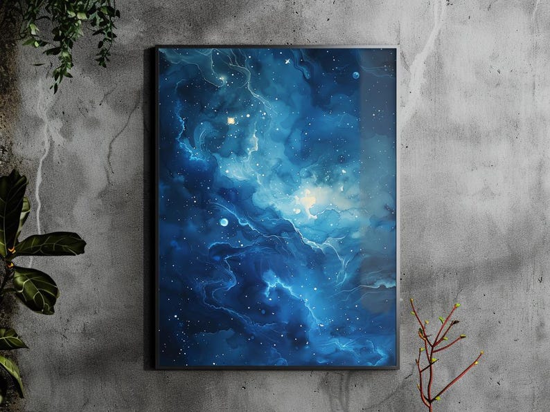 Starry Night Sky Space Nebula Background Cosmic Art Poster Galaxy Art ...
