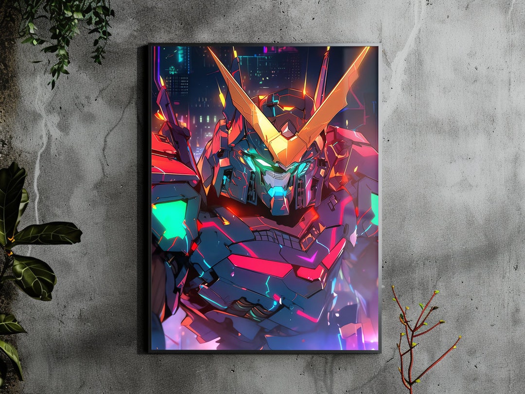 Robot City Nightscape Anime Mecha Poster Art Modern Aesthetic ...
