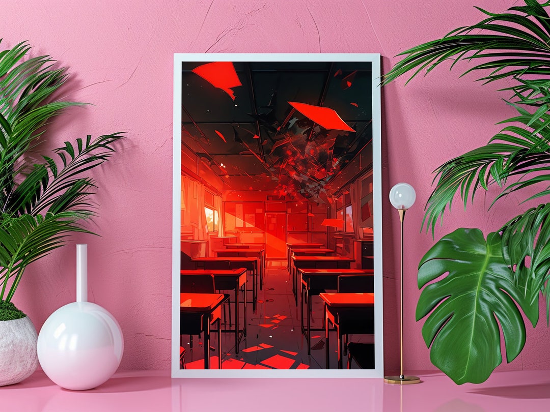 Anime Tables & Chairs Room Concept Art Poster Auto Destructive Art Key ...