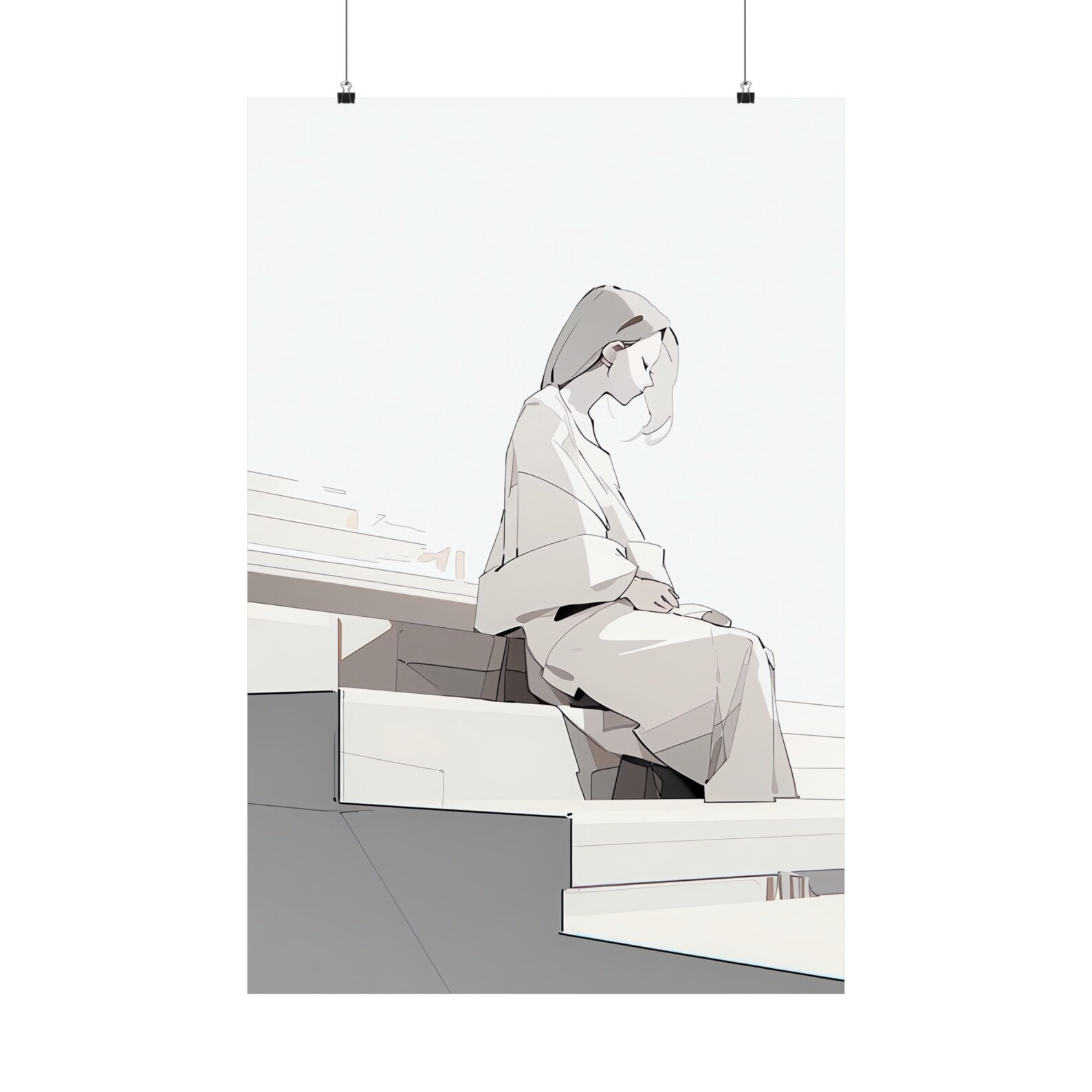 Manga-style Stairs Poster Arknights Inspired Illustration Serene Art ...