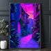 Cyberpunk Synthwave Neon Street Art Poster Synchromism Building ...