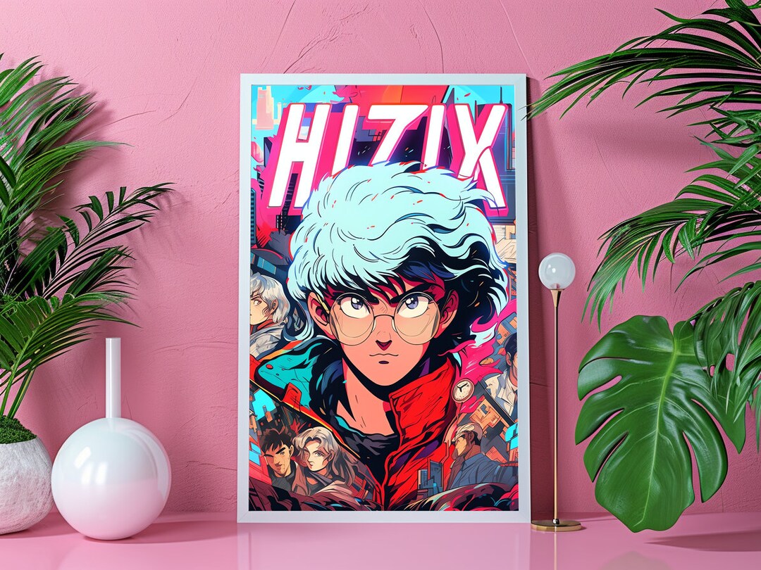 Retrofuturism Anime Poster Art 80s OVA Style White-haired Protagonist ...