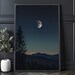 Moonlit Mountain Art Night Sky Forest Poster Space Landscape Trending ...