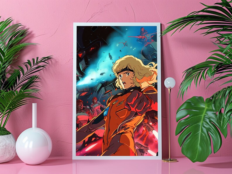 Vintage Anime Poster Retrofuturism 80s Art OVA Style Gundam Box Group ...