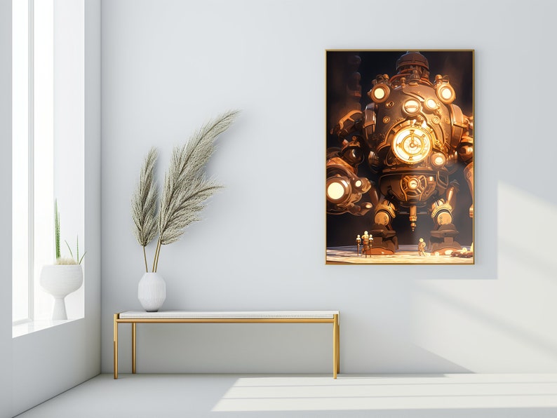 Steampunk Robot Art Poster Les Automatistes Inspired Giant Robot ...